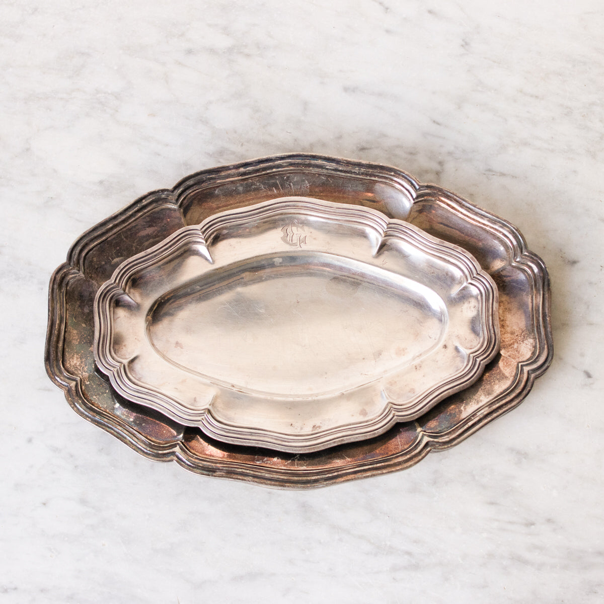 Trio of Engraved Silver Platters – elsie green